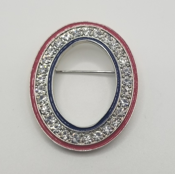 Liz Claiborne | Jewelry | Red White Blue Oval Pin | Poshmark
